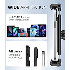 AHK Tablet Stand Holder, Angle Height Adjustable Tablet & Phone Stand for Desk, Thick Case Friendly iPad Holder Stand Compatible with(4.7-12.9") iPad, ipad Pro 12.9, Air Mini 4, iPhone, Kindle, Switch