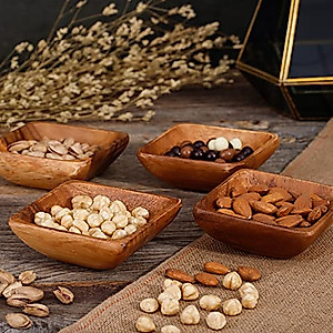 Set of 4 acacia dipping bowl set natural and handmade wood bowl, ideal for olives, nuts and small snacks serving bowls, sauce bowl, snack bowl can be used as home decoration and table decoration