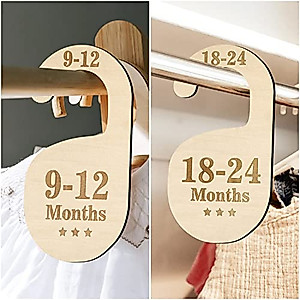 Xunboo Wooden Baby Closet Divider Double Side and Thicken Baby Closet Organizers Set of 7 Baby Clothes Organizer, Gift Wrapped (Star)