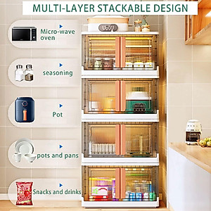 Luseba Closet Organizers and Storage - Collapsible, 19 Gal Plastic Stackable Storage Bins for Clothes Organizers with Lids, Folding Storage Boxes Set 3 Pack