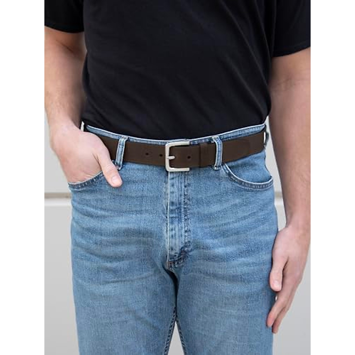 Wrangler Men’s Leather Country Casual Every Day Dress Belt for Jeans, Khakis Brown 36