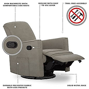 Evolur Raleigh Upholstered Plush Seating Glider Swivel, Rocker, Recliner, Glider for Nursery in Smokey Blue, Greenguard Gold Certified, Modern Nursery Recliner, Environmentally Conscious Glider