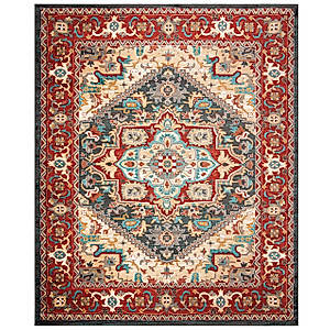 SAFAVIEH Summit Collection 8' x 10' Dark Grey / Red SMTL293A Traditional Oriental Non-Shedding Living Room Bedroom Dining Home Office Area Rug