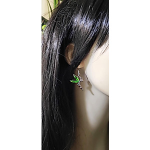 DianaL Boutique Tinkerbell Fairy Earrings Green Crystal Wings Gift Boxed Tinker Bell