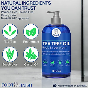 LOVE, LORI Tea Tree Body Wash Antifungal (12oz) - Antibacterial Body Wash for Eczema, Jock Itch, Acne & Athletes Foot Health - Foot Remedy Soap w/Natural Essential Oils