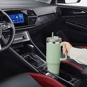 WAPEST 40 oz Tumbler with Handle - Insulated Tumbler with Straw Lid - Stainless Steel Insulated Water Bottle Travel Coffee Mug - Keeps Drinks Cold up to 36 Hours, BPA Free - White&Blue