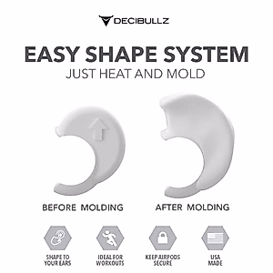 Decibullz Custom Moldable Covers and Ear Hooks, Universal Earbuds Accessory, Compatible with Apple AirPods(r) and EarPods