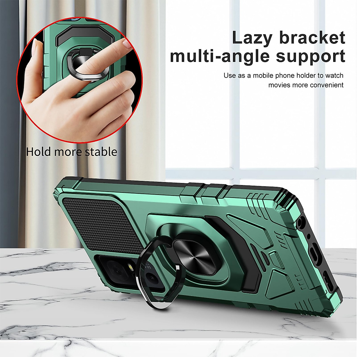 Ailiber Case for TCL 40 X 5G, TCL 40 XE 5G Phone Case with Screen Protector, Ring Stand for Magnetic Car Mount, Military Grade, Heavy Duty Shockproof Rugged Protective Phone Cover for TCL 40X-Green