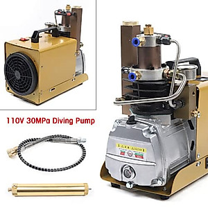 BJTDLLX 4500Psi High-Pressure Electric PCP Air Compressor, 110V 30MPa Scuba Diving Pump, Water Pump Water-cooled with Water Pipe, for Fire Fighting and Diving, Pressure and Leakage Testing