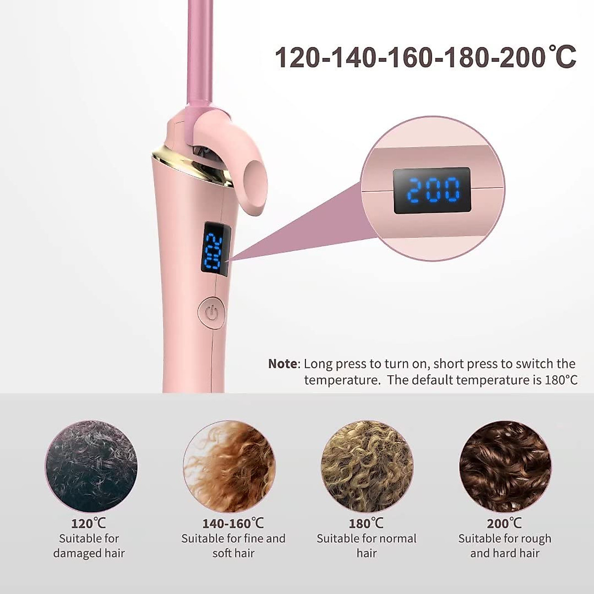 ADTZYLD Curling Iron Curling Wand, Mini Hair Curler for Short Long Hair Crimper 9mm Ceramic Barrel Tight Curls LCD Temperature Display (0.35 Inches)