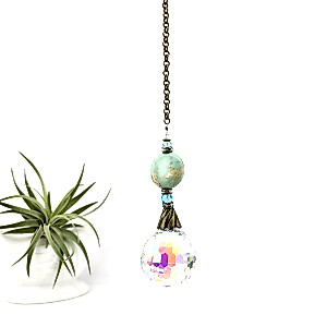 Handmade, Boho Crystal Sun Catcher, Jasper Gemstone, (30mm) Crystal Hanging for Windows, Ornament, Car Charm, Garden, Gift, Family, Mom, Aunt, Grandma (Length: 11.5 inches) | 2 Dirty Birds Boutique