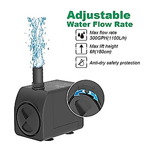 Knifel Submersible Pump 300GPH Ultra Quiet with Dry Burning Protection 6ft High Lift for Fountains, Hydroponics, Ponds, Aquariums & More…………