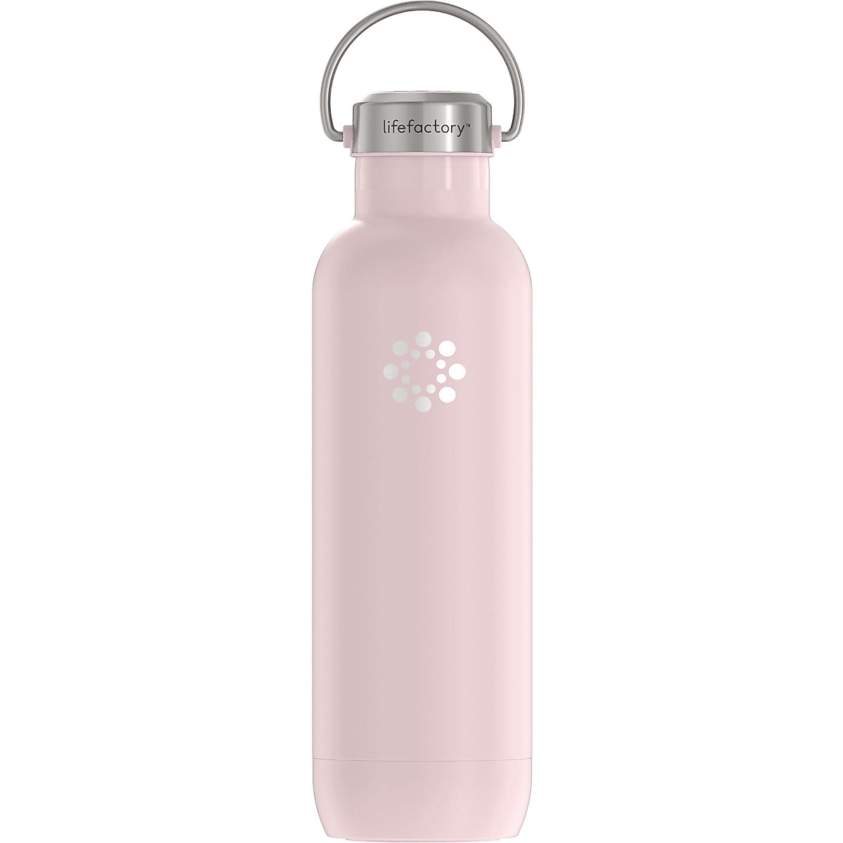 LIfeFactory Stainless Steel Vacuum-Insulated Sport Bottle, 24 Ounce, Desert Rose