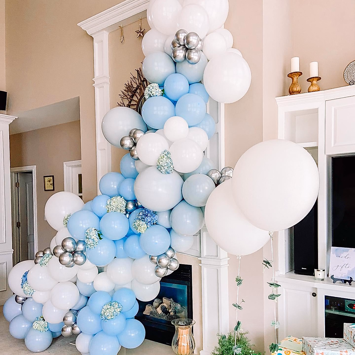 Baby Blue And White Balloons Arch Kit Blue Balloon Garland Kit Blue White Silver Balloons For Birthday Bridal Shower Wedding Winter Baby Shower Decorations For Boys winter wonderland party decorations