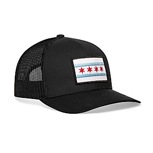HAKA Chicago Flag Hat – Chicago Trucker Hat for Men & Women, Adjustable Baseball Cap, Mesh Snapback, Outdoor Golf Hat - Black