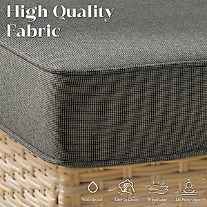 CAODOC 9 Pieces Outdoor Furniture,Patio Furniture with 42" Fire Pit Table,Wicker Conversation Set for Balcony,Deck,Pool and Backyard (Black)