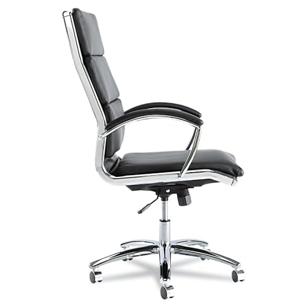 Alera ALENR4119 Neratoli Series High-Back Slim Leather Chair - Black/Chrome