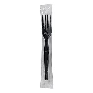 Dixie Individually Wrapped7.13" Heavy-Weight Polystyrene Plastic Fork by GP PRO (Georgia-Pacific), Black, FH53C7, (Case of 1,000)