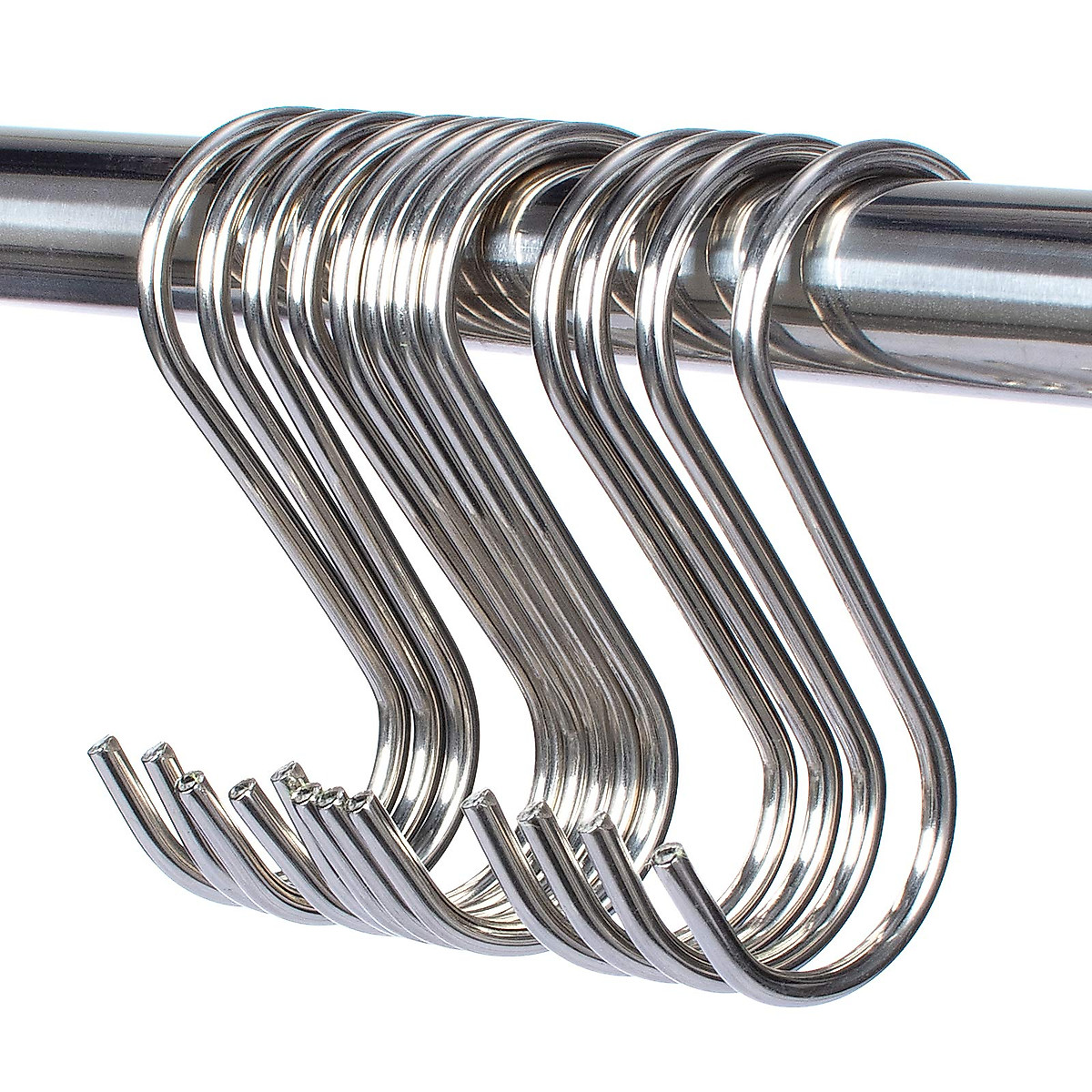 DZHJKIO 12 Pack Stainless Steel Heavy Duty(Bearing weigh 22LB) S Shaped Hanging Hooks 4.3" Hangers for Kitchen, Bathroom, Bedroom and Office(11cm)