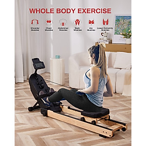 BORGUSI Magnetic Rowing Machines for Home Use, 16 Levels of Resistance, 350lb Weight Capacity, LCD Monitor & Tablet Holder, Foldable Rower Row Machine with Comfortable Seat Cushion & Dual Slide Rail