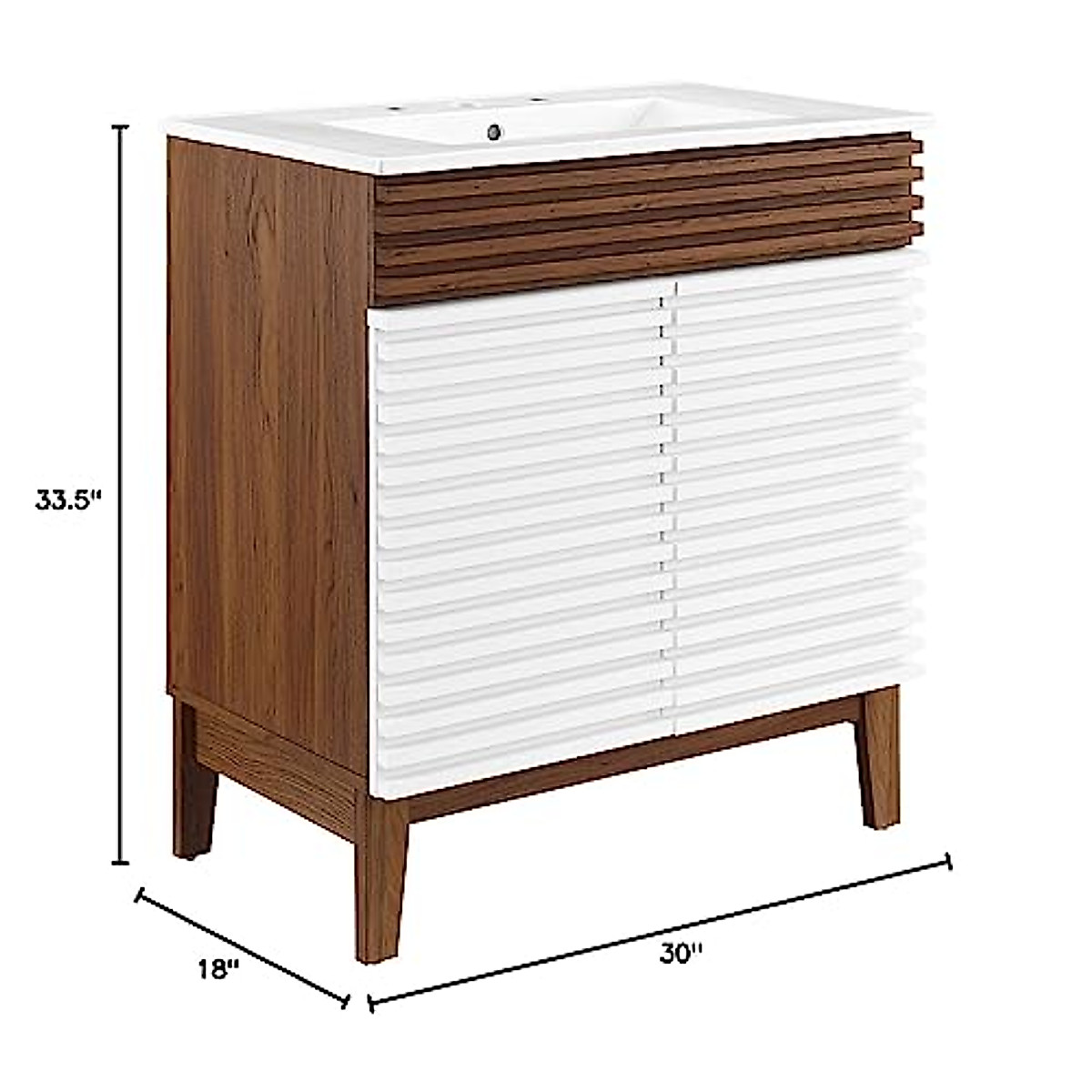 Modway Render 30" Bathroom Vanity with Sink in Walnut White