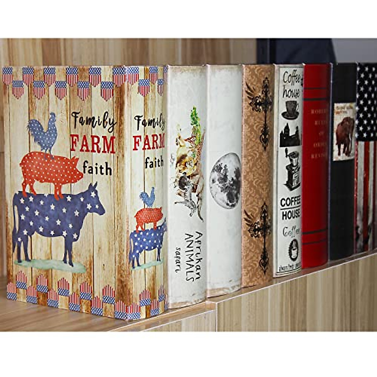 Decorative Book Boxes, Faux Wood with Magnetic cover Storage for Hidden Jewelry, Money, and Cash (Lunar Eclipse)