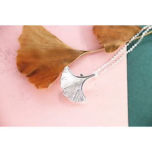 Helen de Lete 3D Ginkgo Leaf Sterling Silver Choker Necklace-silver