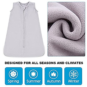All Season Micro-Plush Baby Wearable Blanket, Ultra light - Unisex Clothes for Toddlers, Sleeveless Warm Soft Plush Sleep Bag and Sack with Inverted Zipper (TOG 1, Medium, Age 0-12 Months) - Grey