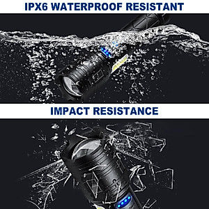 Kmivo Rechargeable LED Flashlights High Lumens 2 Pack, 900000 Lumen Super Bright Flashlight with USB Cable, 7 Modes Powerful Flashlight Waterproof Flash Light for Home Emergencies Camping