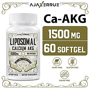 Liposomal Calcium AKG Supplement 1500 MG (Alpha-Ketoglutaric Acid), High Absorption, More Effective Than AAKG, Ca AKG for Longevity, Age Defense, Cellular Energy, Metabolic Function, 120 Softgels