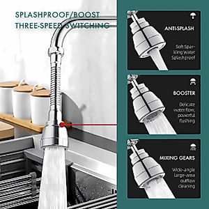 MANMOON Swivel Faucet Aerator with 3 Spray Modes & 360° Rotation, Water-Saving Sink Sprayer Attachment for Kitchen/Bathroom, Chrome-Plated Nozzle (Easy Install, Anti-Splash,Three-stage,Medium)