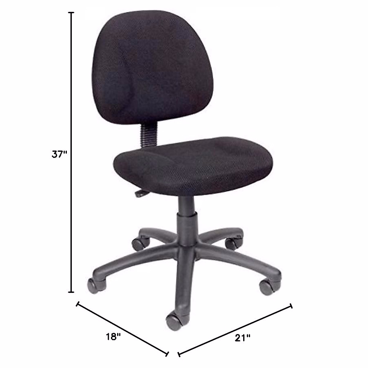 Pemberly Row Adjustable DX Fabric Posture Office Chair in Black