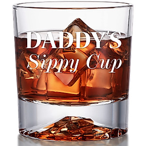 Gifts for Dad Men Valentines Day, Daddy's Sippy Cup Whiskey Glass, Funny Birthday Gag Dad Husband Gifts Ideas from Daughter Son Kids, Stocking Stuffers, Bourbon Scotch Gifts for Expecting Father