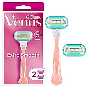 Gillette Venus Extra Smooth Pink Women's Razor Handle + 2 Refills