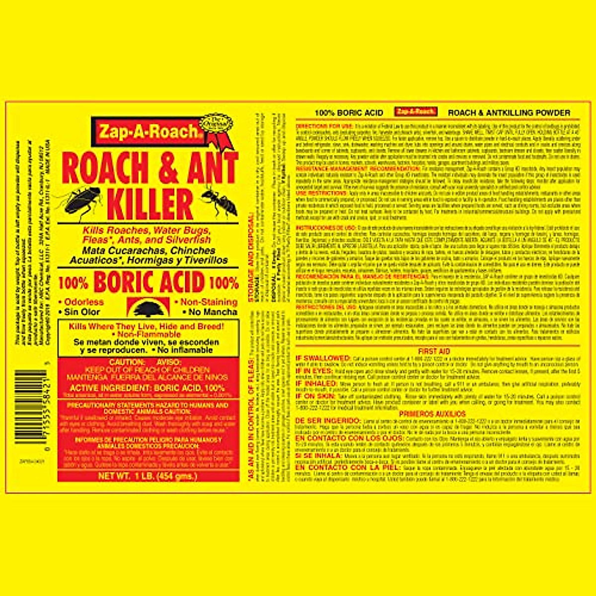 2 Pk, Boric Acid Roach & Ant Killer NET Wt. 1 Lb. (454 gms) Each