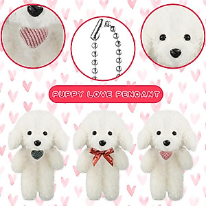 Civaner 24 Pcs Valentine's Day Mini Plush Stuffed Animal Toys Tiny Pendant dog Bear Doll for DIY Keychain Birthday Wedding Xmas Decorations Party Favor Backpack Handbag Accessory (Dog with Heart)