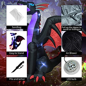 TRMESIA 8Ft Halloween Inflatable Huge Dragon Decoration Outdoor,Halloween Blow up Dragon for Indoor Backyard Garden Lawn Decoration Holiday Outside Yard Display Dinosaur Inflatable for Party