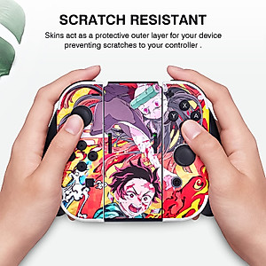 DLseego Switch OLED Skin Wrap Decal Anime Cool Sticker Full Protective Scratch Resistant Vinyl Cover for New Switch Model Game Console Joy Con - Red