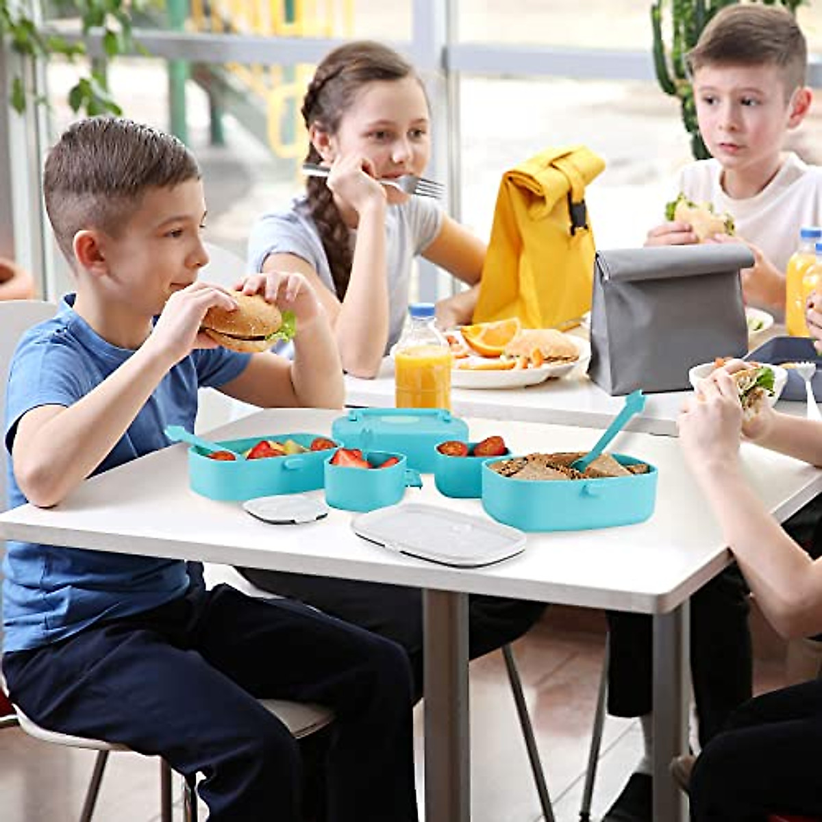 Wagindd Bento Box Adult Lunch Box, Stackable Lunch Containers for Kids Leakproof Bento Box Includes Cutlery Microwave-safe