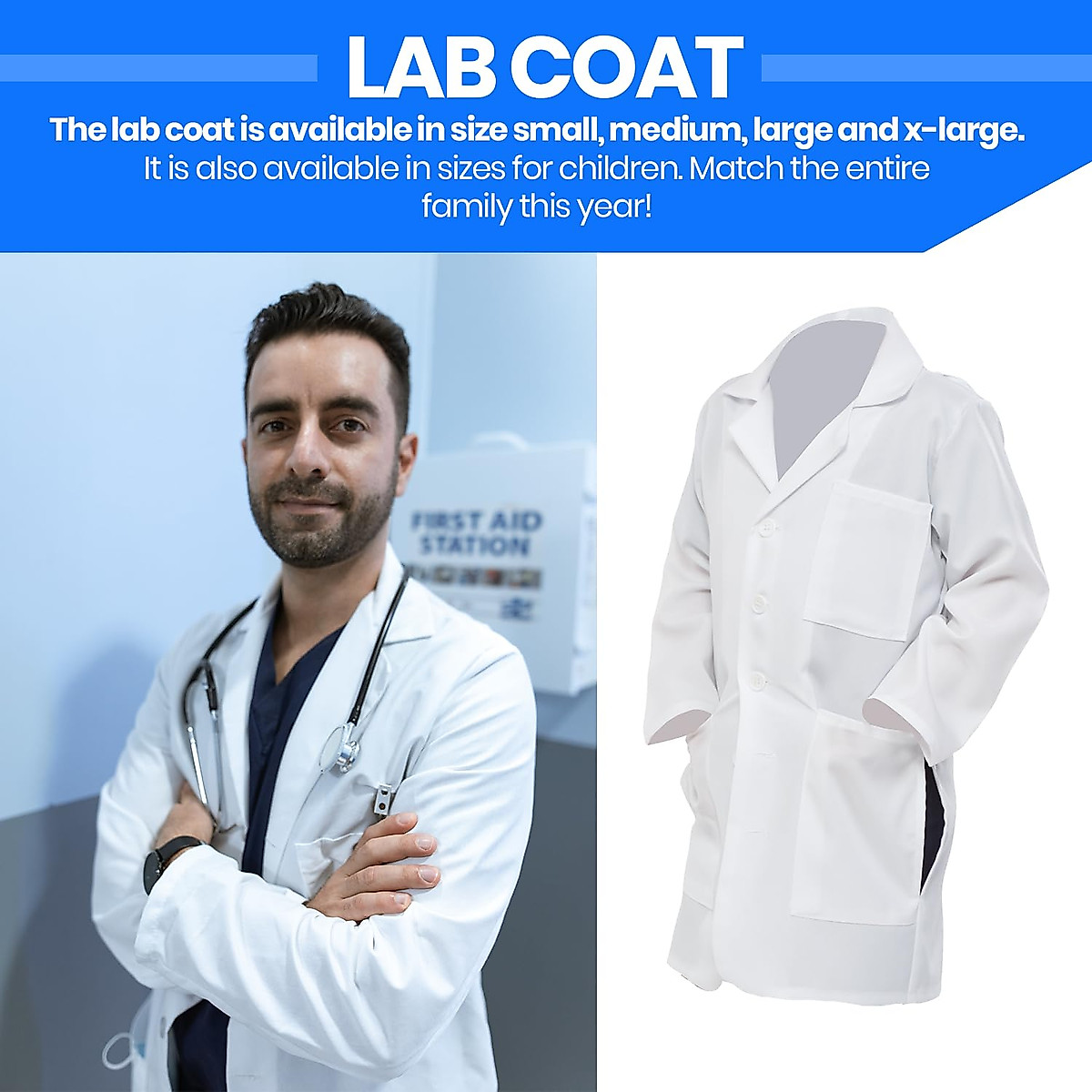 Dress up America Adults Unisex Doctor Lab Coat,White,Small