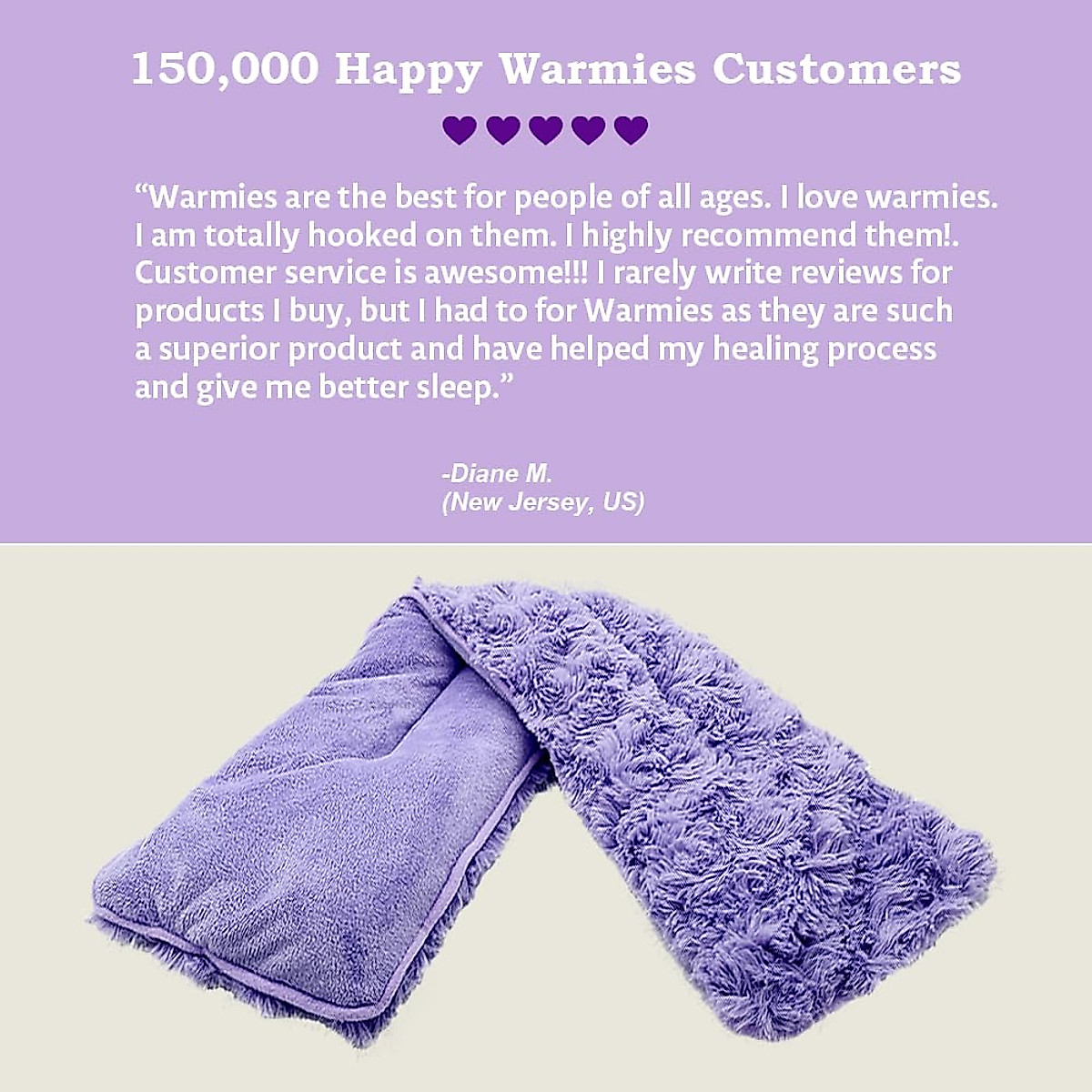 warmies Microwavable Neck & Shoulder Wrap - Heating & Cooling Plush Pad for Calming Relaxation - Weighted & Heated Neck Warmer with Scented Lavender - Microwave Heat Pad for Aches & Pain - Purple