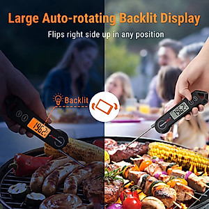 ThermoPro TP19H Waterproof Digital Meat Thermometer for Grilling with Ambidextrous Backlit and Motion Sensing Kitchen Cooking Food Thermometer for BBQ Grill Smoker Oil Fry Candy Thermometer