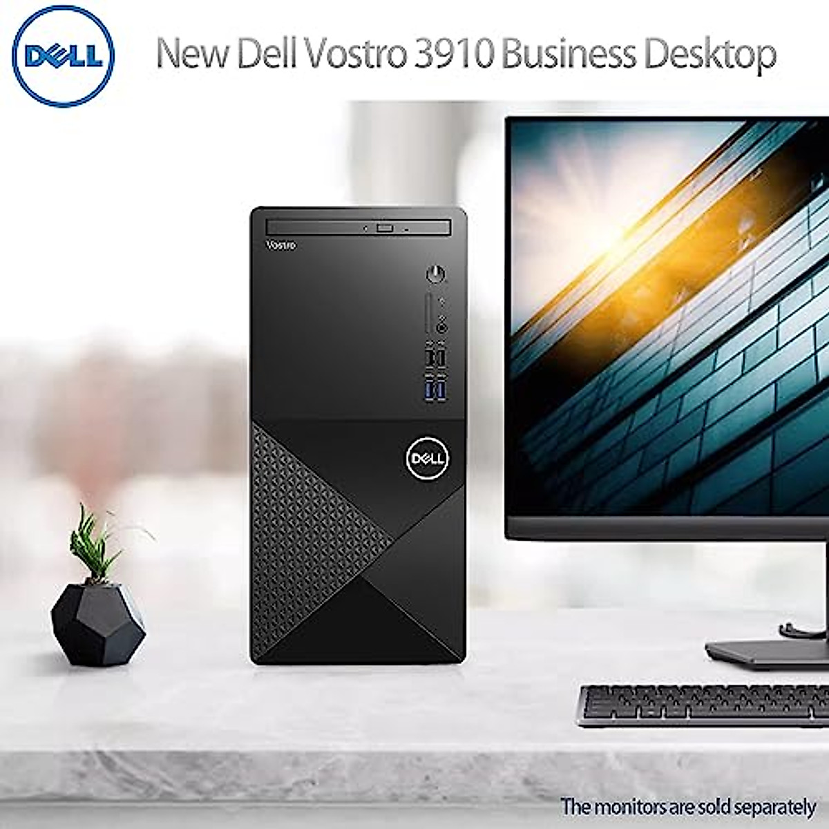 Dell Vostro 3910 Business Desktop Computer, 12th Gen Intel Core i5-12400 Processor, 16GB DDR4 RAM, 256GB PCIe SSD + 1TB HDD, WiFi 6, DVD-RW, Display Port, HDMI, Windows 11 Pro, Black