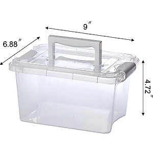 Gagee 6 Pack 3.5 Qt Storage Bins with Lids and Latching Buckles,Stackable Plastic Storage Containers with Lids for Home, Office and School Supplies,Clear,Small