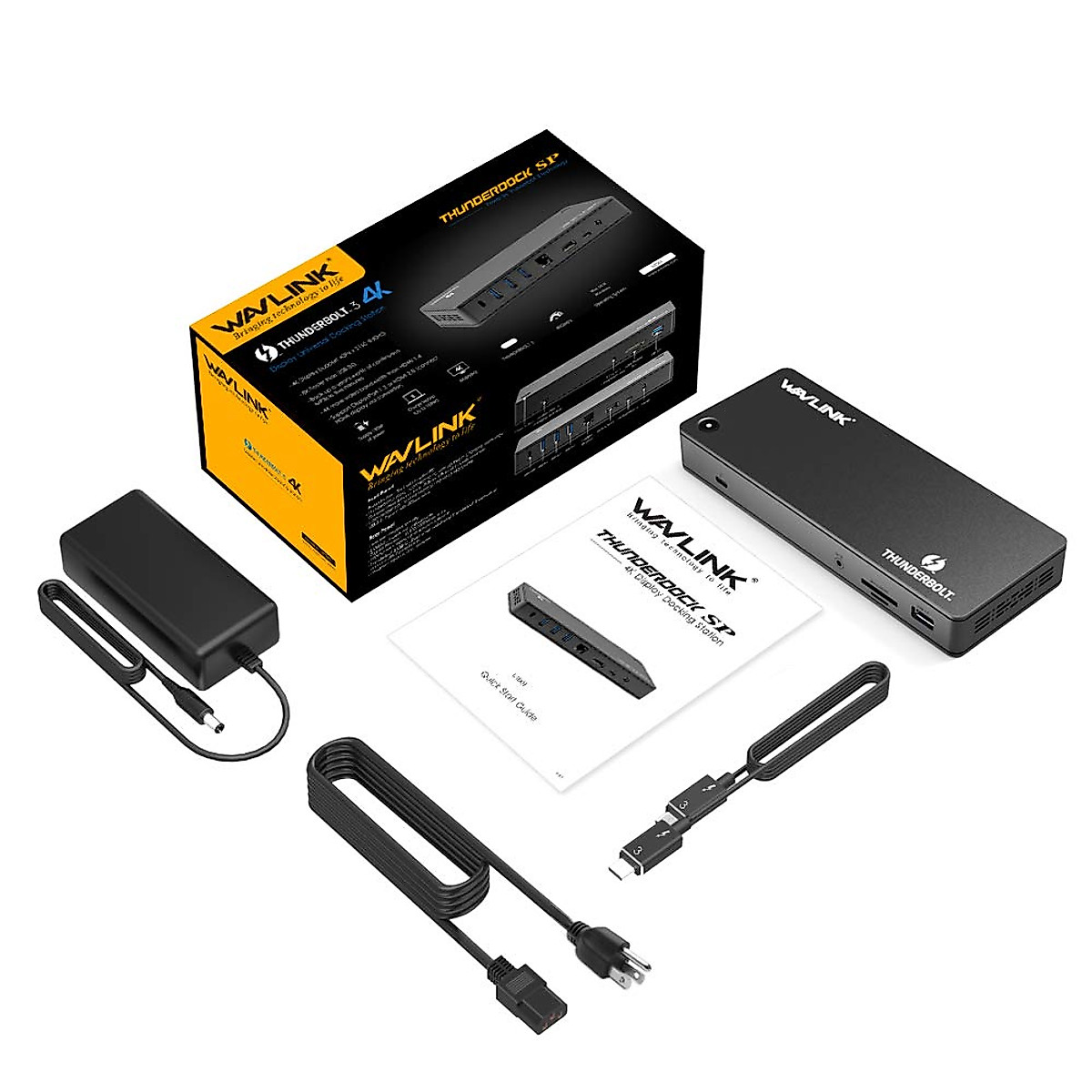 WAVLINK Thunderbolt 3 Docking Station with 85W Charging,2X Thunderbolt 3 up to 40Gb/s, Display Port up to 4K@60Hz Display,4X USB 3.0 Ports, SD Card Slot, LAN for Mac/Windows Thunderbolt 3 Laptops PC