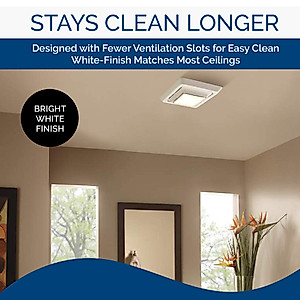 Broan-NuTone FG600S LED Lighted Grille Upgrade for Bathroom Ventilation Fans, Easy Installation , DIY, White, Square