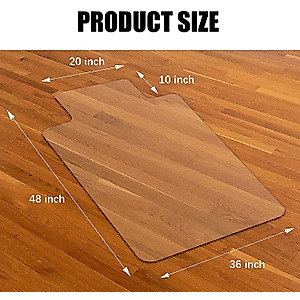 Kuyal Chair Mat, Rolling Chair Mat for Hardwood Floor, 36" X 48" Transparent PVC Home Office Floor Protector Mat (36" X 48" with Lip)