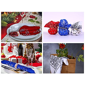 6 Pack Classic Cotton Bandanas in a Gift Box - 22x22in, Paisley, Red/Black/Blue - Western Cowboy Head Bandanna Scarf in Bulk