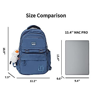 MeganJDesigns Cute Aesthetic Backpack for Teens Girls Boys College High Middle School Student Lightweight Book Bag Casual Kawaii Daypacks (B-Blue Aesthetic Backpack)