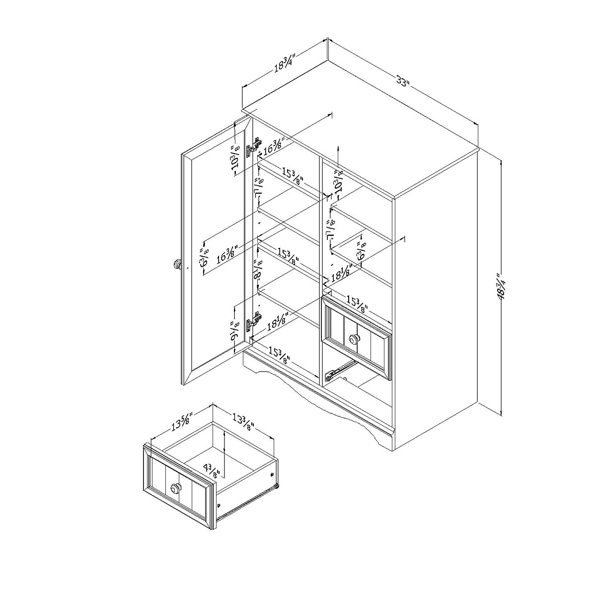 South Shore 1-Door Armoire with Adjustable Shelves and Storage Drawers, Espresso